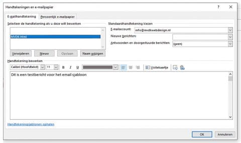 Email handtekening in outlook - MVDK Webdesign